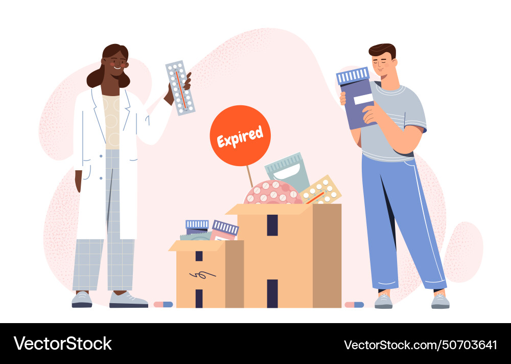 Expired medicines concept Royalty Free Vector Image