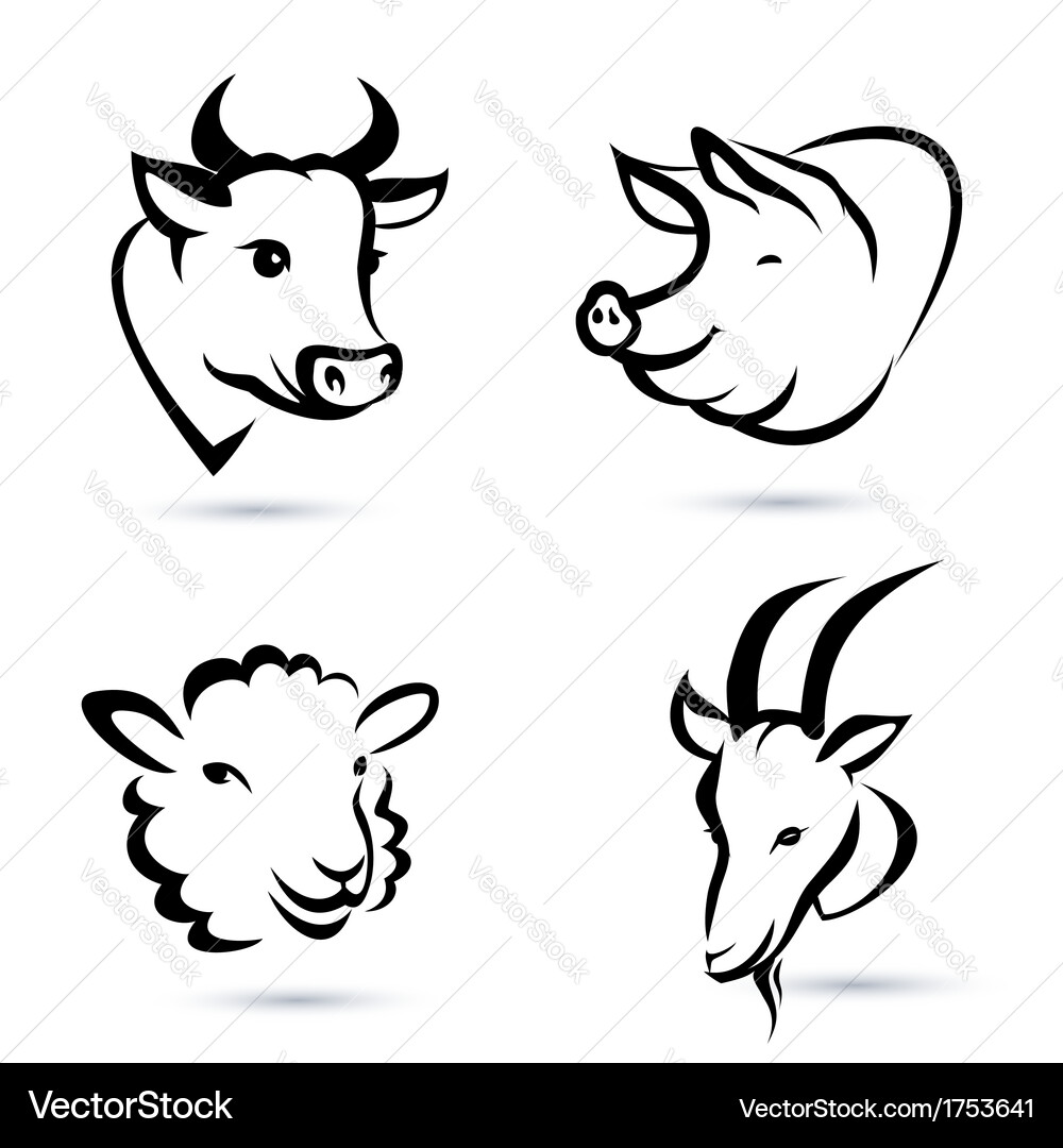 Farm Animal Icon Set Royalty Free Vector Image