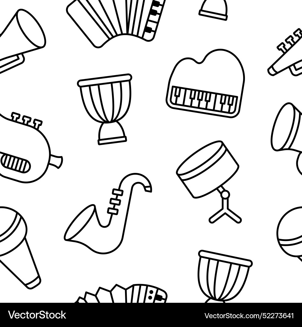 Musical instruments coloring page Royalty Free Vector Image