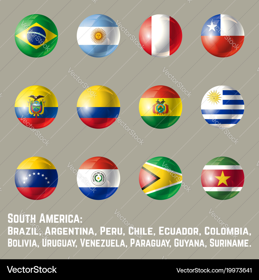 South America Flags Round Buttons – Royalty-Free Vector | VectorStock
