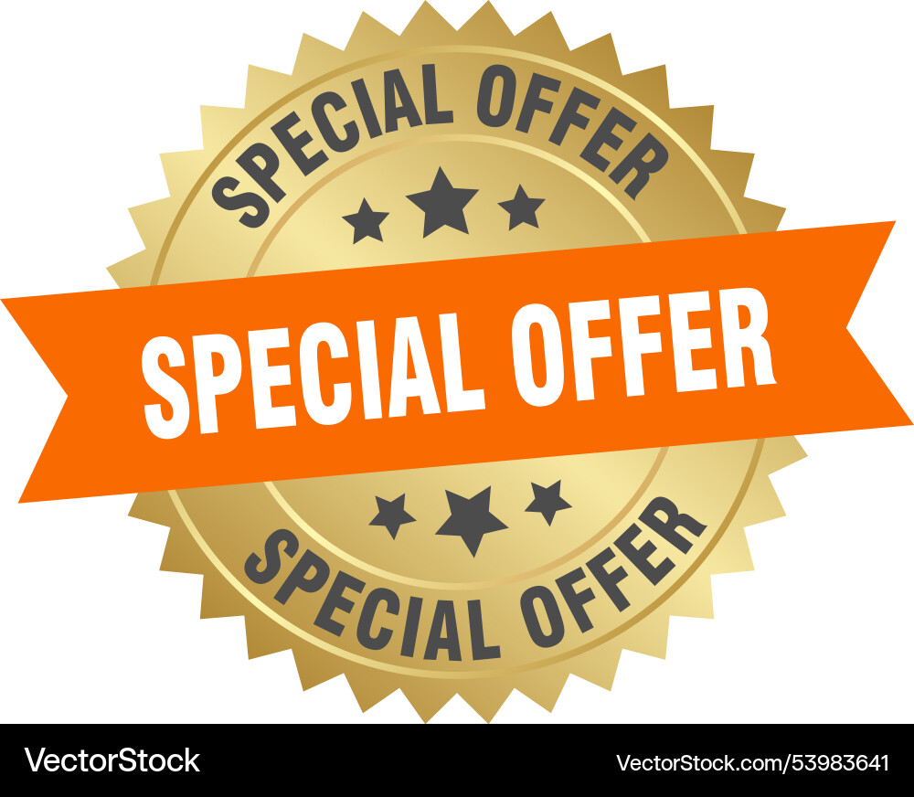 Special offer round orange and gold Royalty Free Vector
