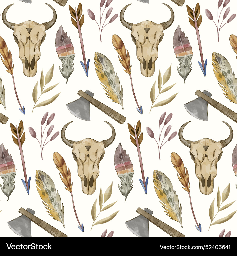 Watercolor boho pattern design Royalty Free Vector Image