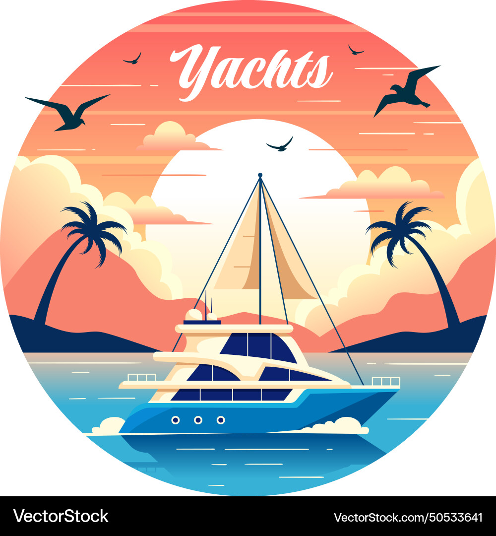 Yachts with ferries cargo boats and ship sailboat Vector Image