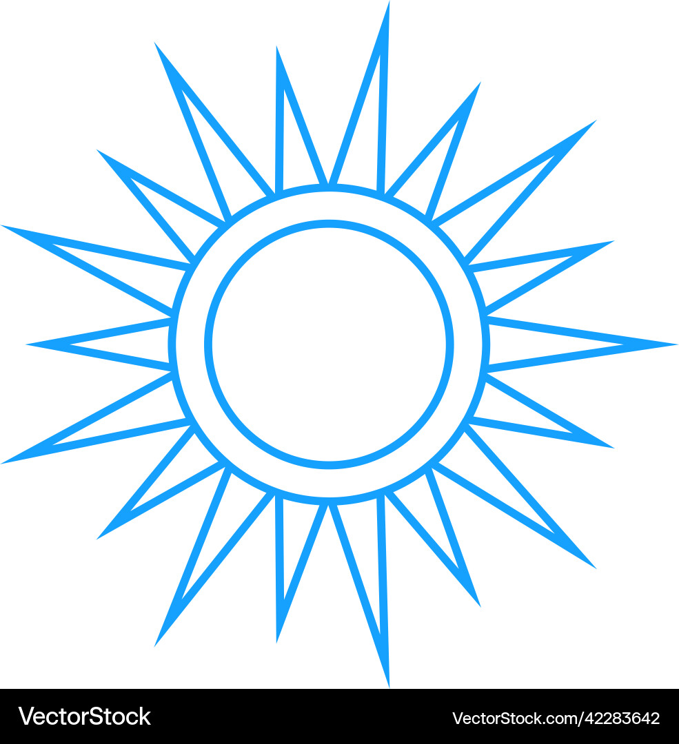 Blue sun symbol stylized rays star icon Royalty Free Vector