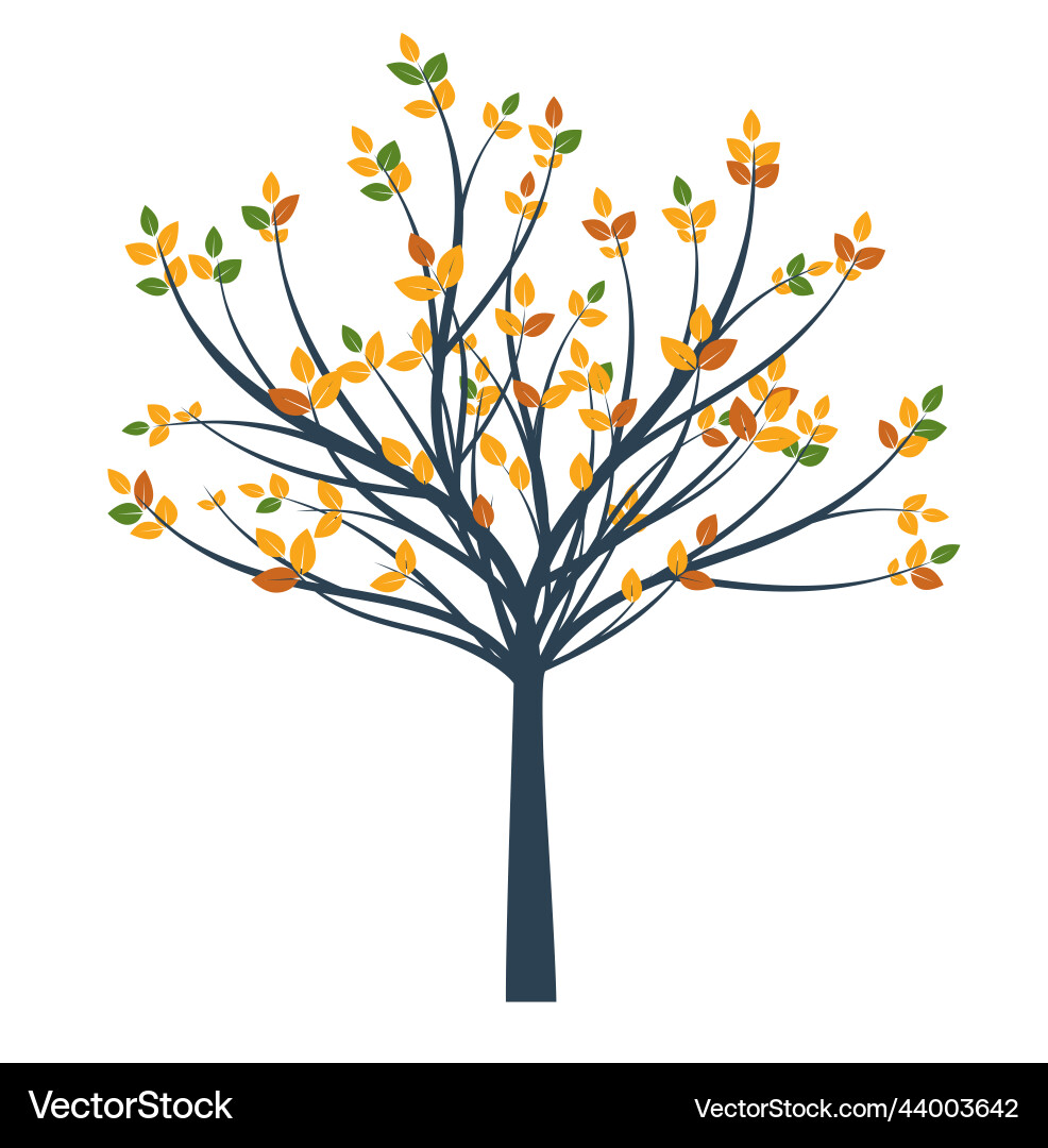 Green tree with colour leaves outline Royalty Free Vector