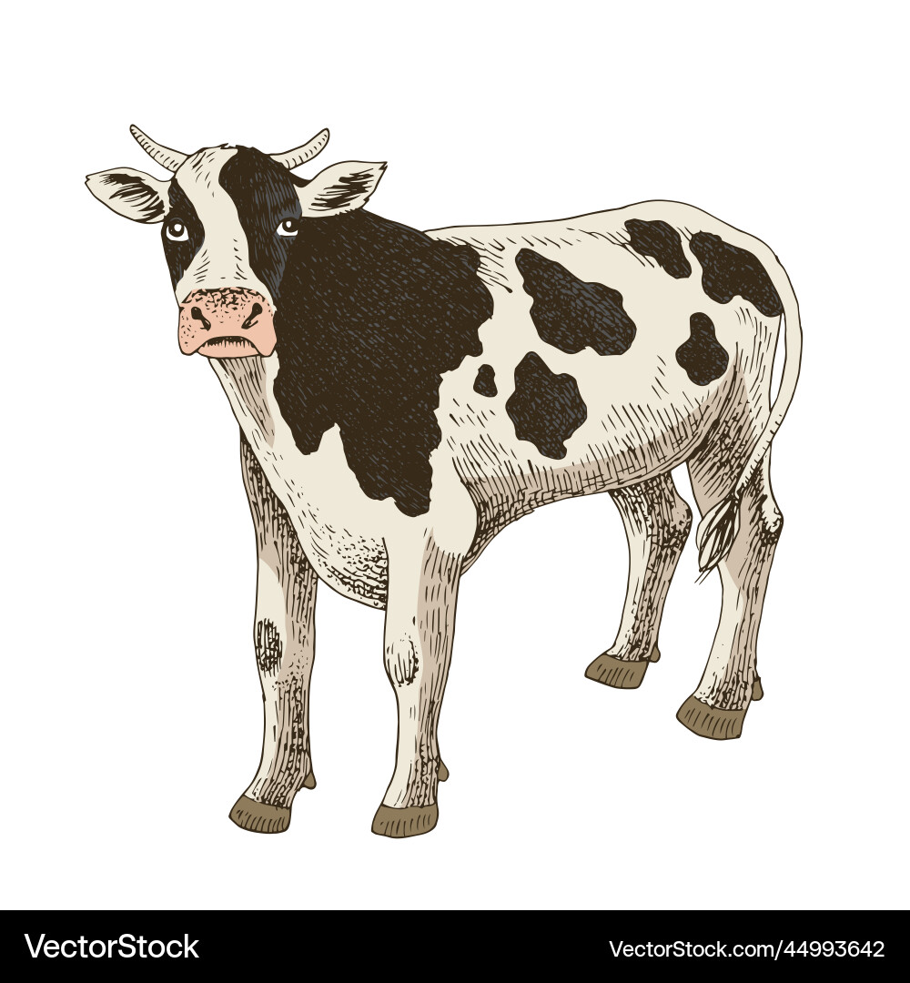 Hand drawn cow isolated on white background Vector Image