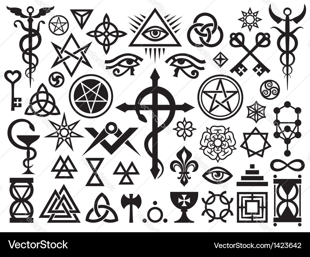 Medieval occult signs and magic stamps Royalty Free Vector