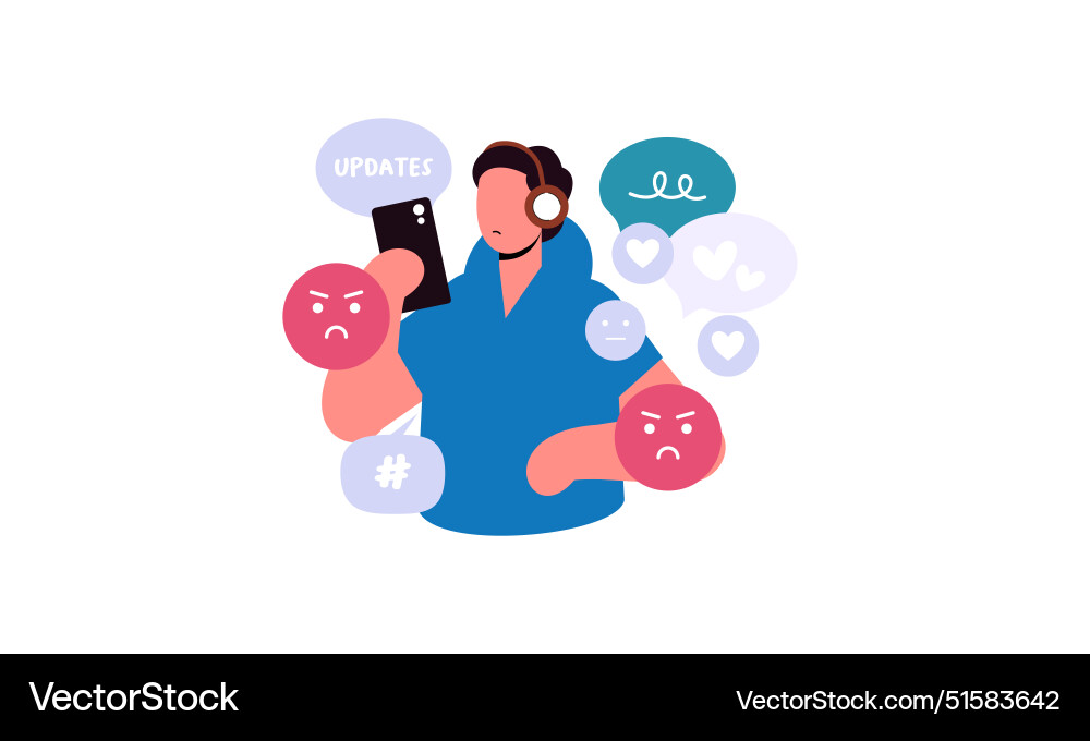 Modern social media problems peculiarities Vector Image
