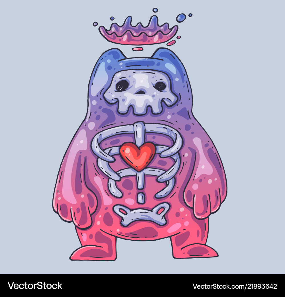 Skeleton in a jelly monster cartoon Royalty Free Vector