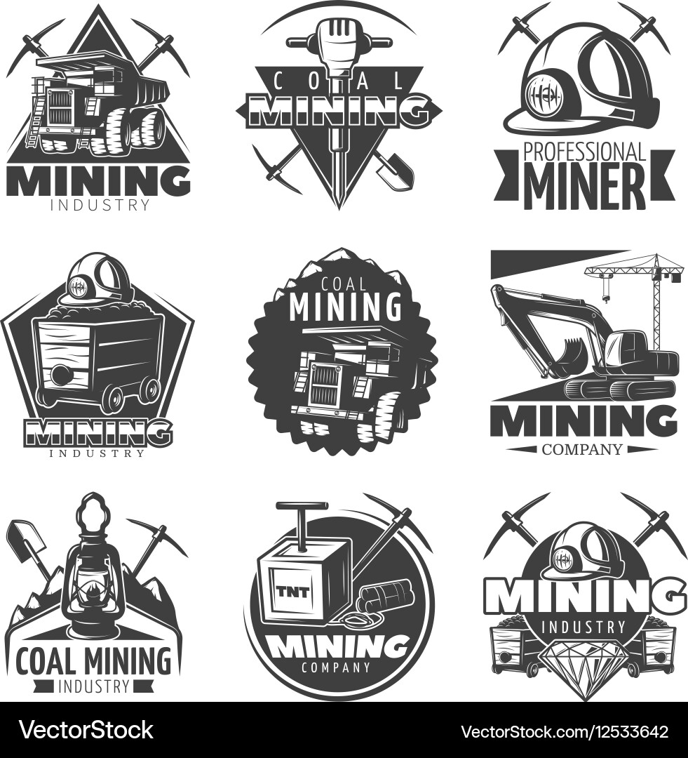 Vintage Mining Labels Collection Royalty Free Vector Image