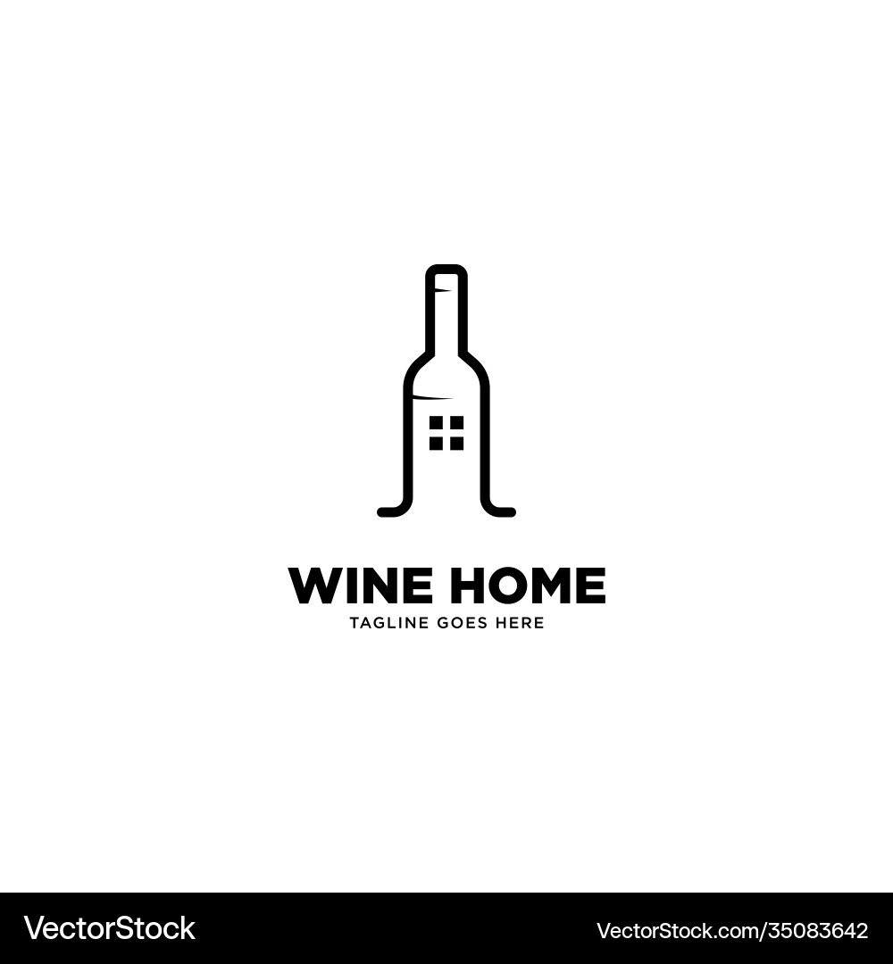 Wine home simple line logo template Royalty Free Vector