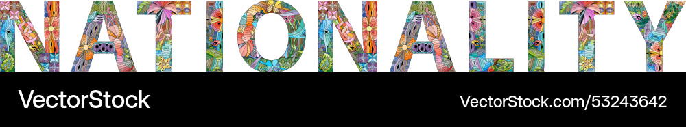 Word nationality decorative entangle object Vector Image