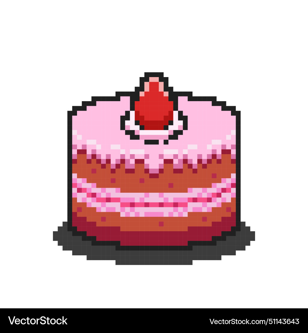 Cake with pixel art design Royalty Free Vector Image