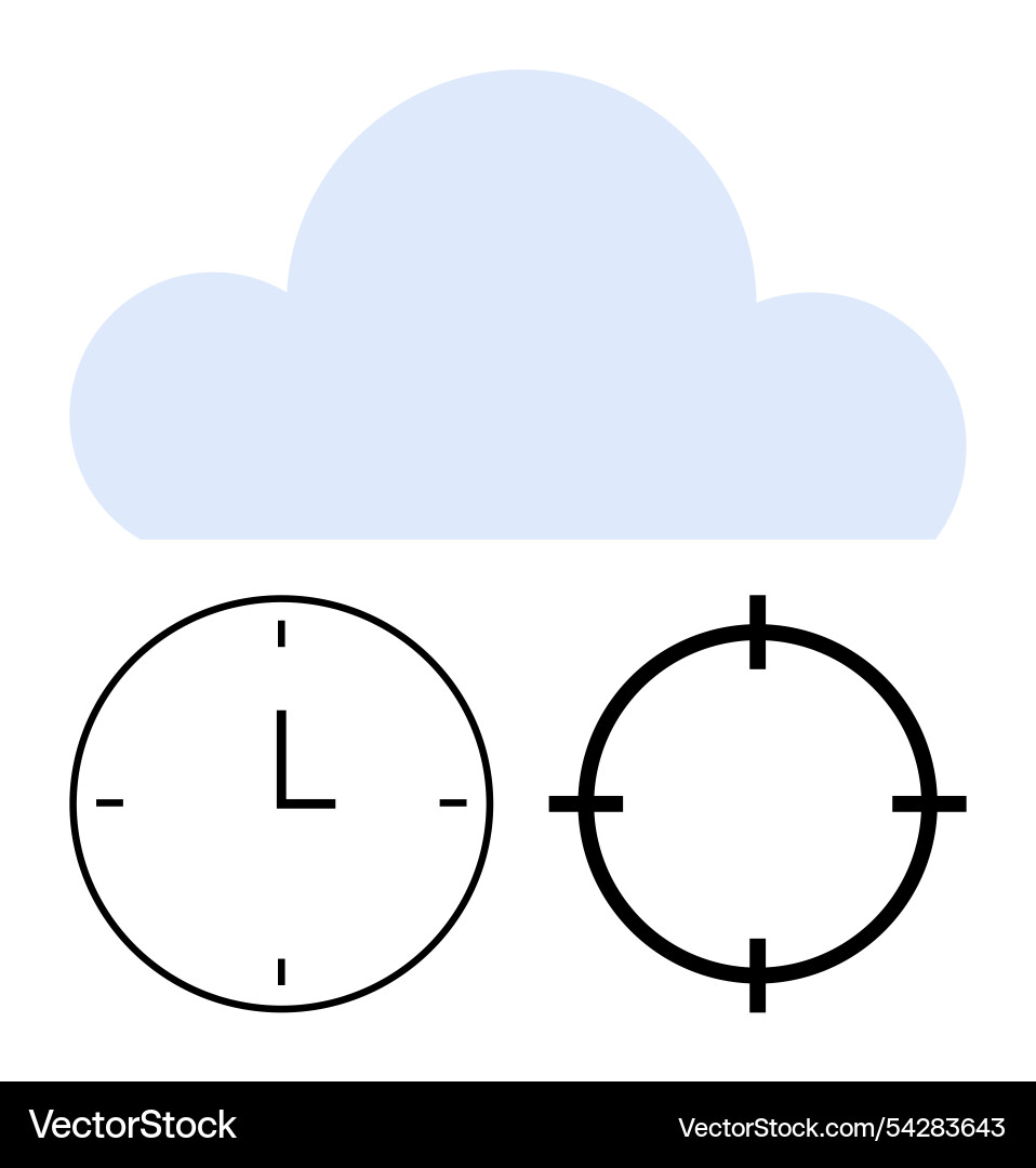 Cloud computing with clock and target icon Vector Image