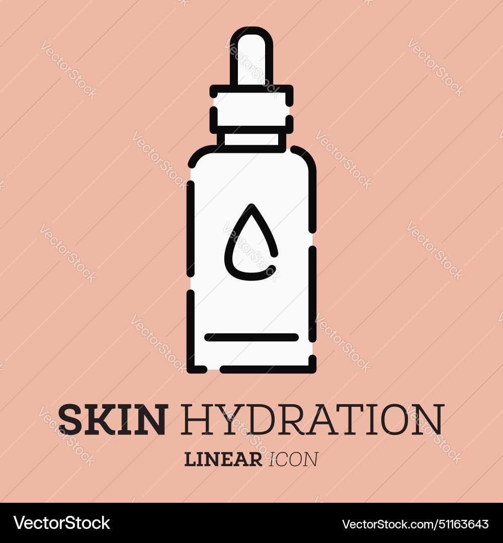 Cosmetic bottle with pipette linear icon personal Vector Image