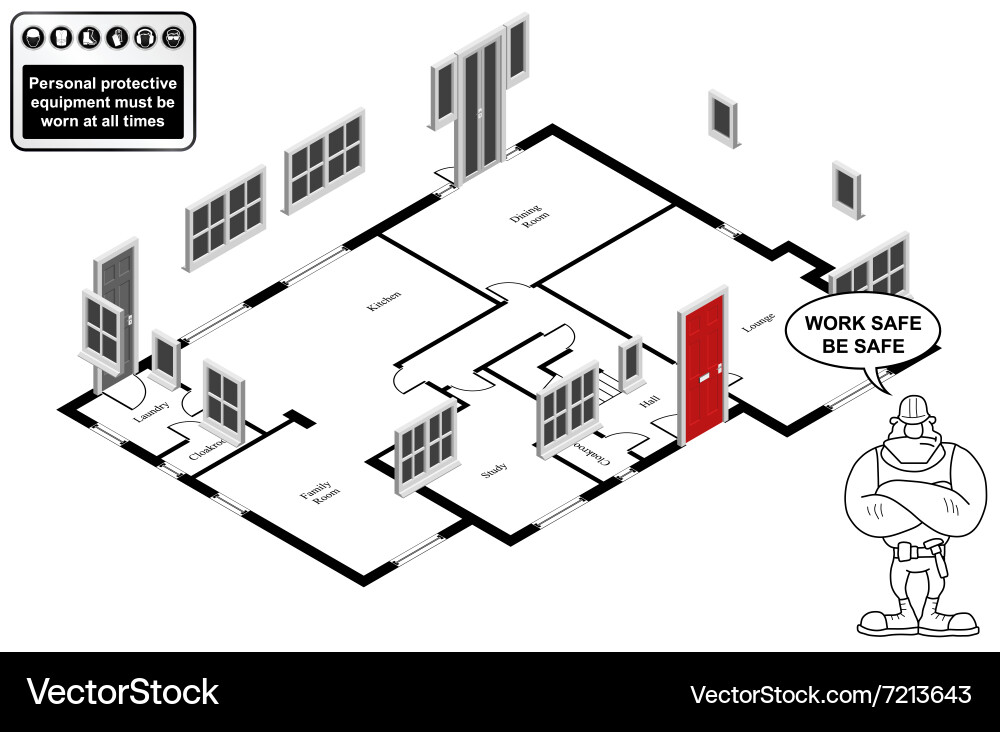 Isometric house floor plan Royalty Free Vector Image