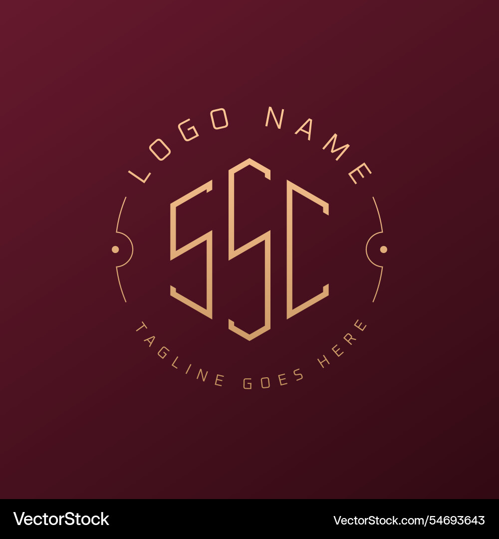 Luxury ssc logo design elegant letter Royalty Free Vector
