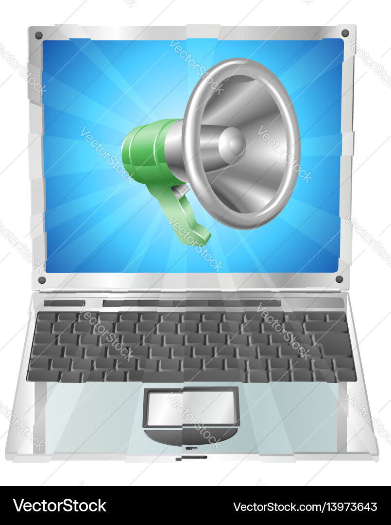 Megaphone icon laptop concept Royalty Free Vector Image