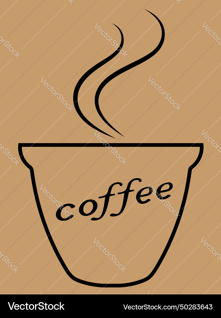 Outline cup with coffee Royalty Free Vector Image