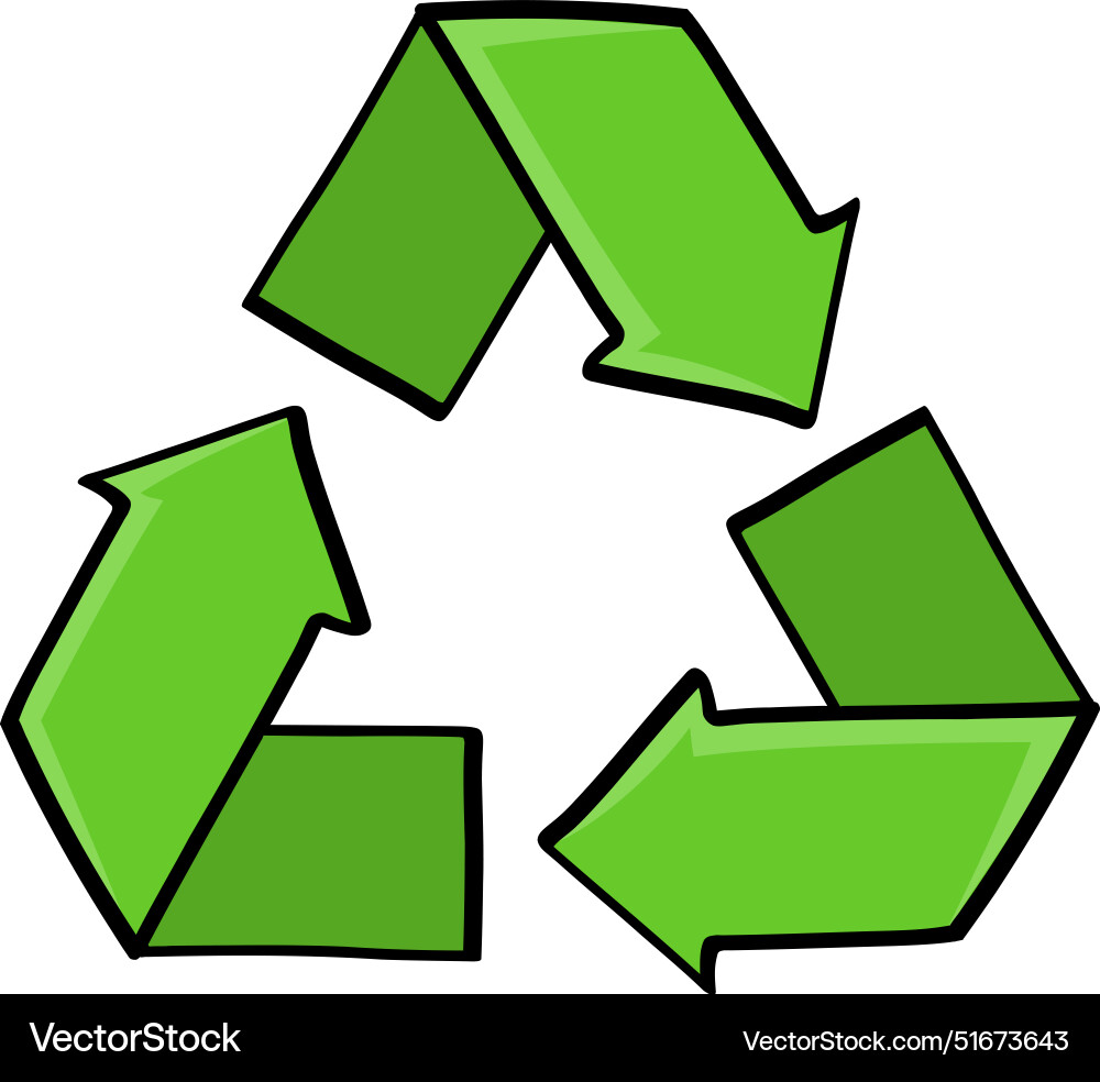 Recycle sign icon drawing Royalty Free Vector Image