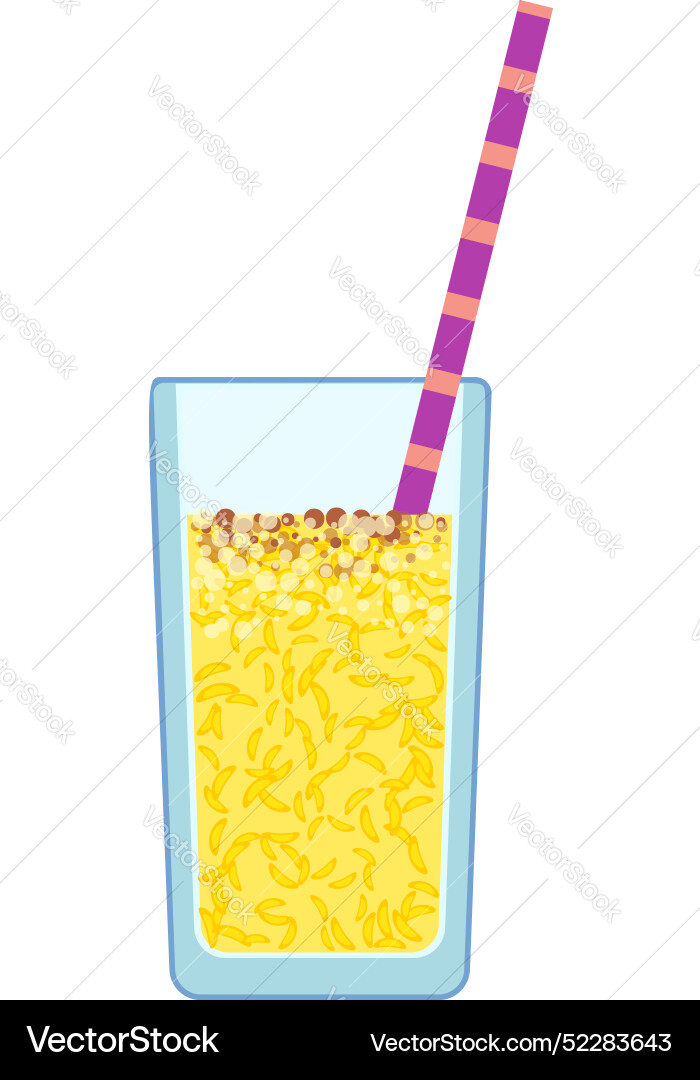 Refreshing yellow smoothie in tall glass Vector Image
