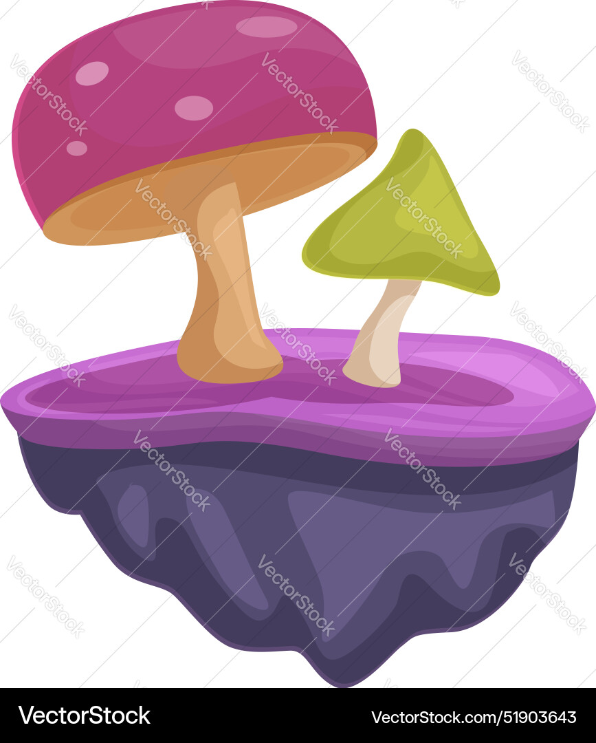 Two colorful cartoon mushrooms growing Royalty Free Vector