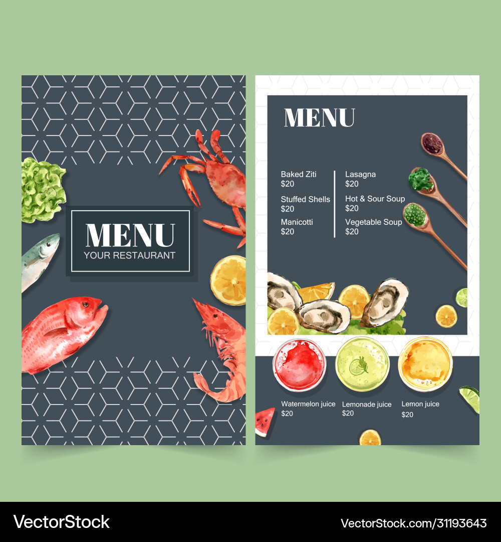 World food day menu for restaurant design Vector Image