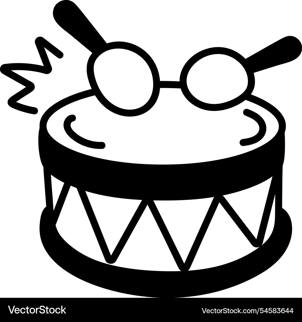 A hand drawn icon of drum Royalty Free Vector Image