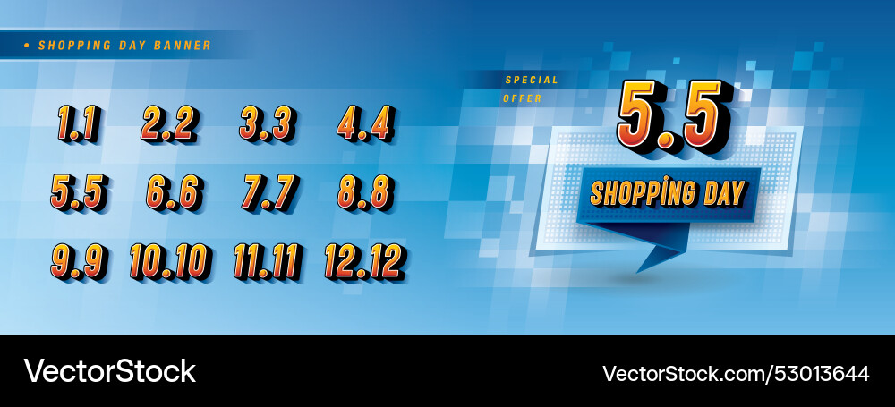 Abstract blue geometric pixel labels sign Vector Image