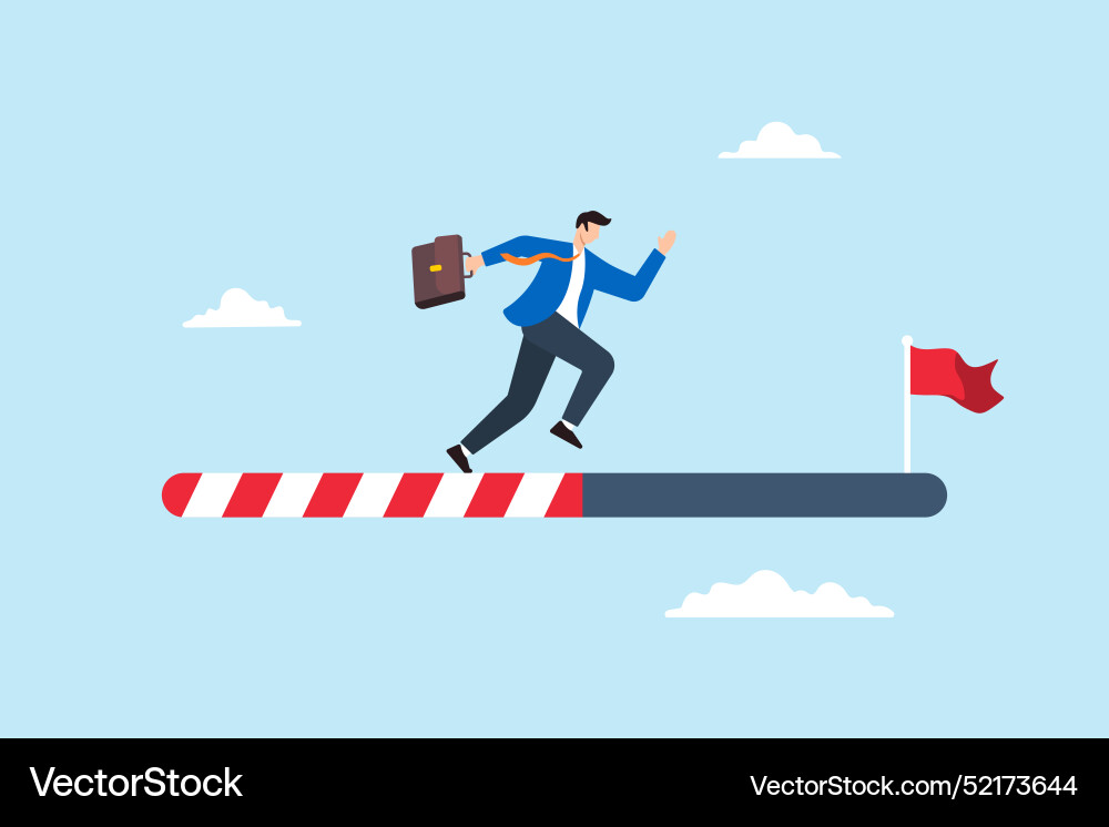 Ambitious businessman running on progress bar Vector Image