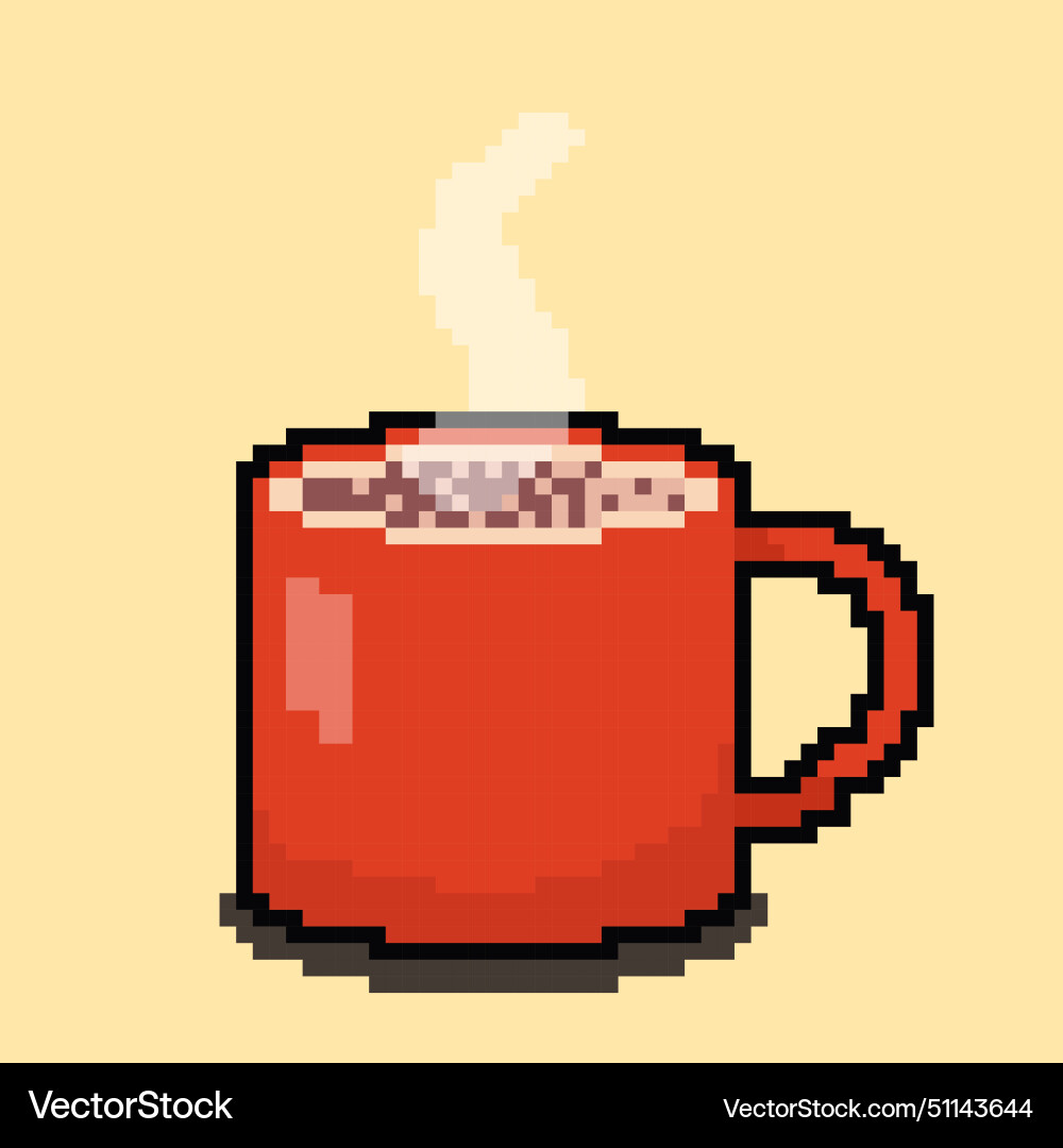 Coffee with pixel art design Royalty Free Vector Image