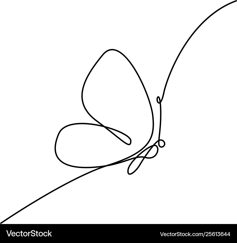 Continuous line drawing butterfly nature Vector Image