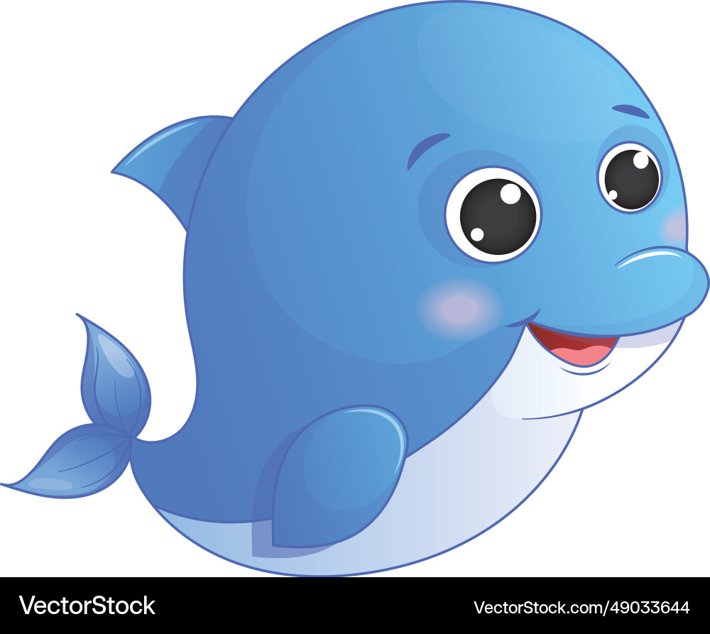 Cute cartoon baby dolphin Royalty Free Vector Image