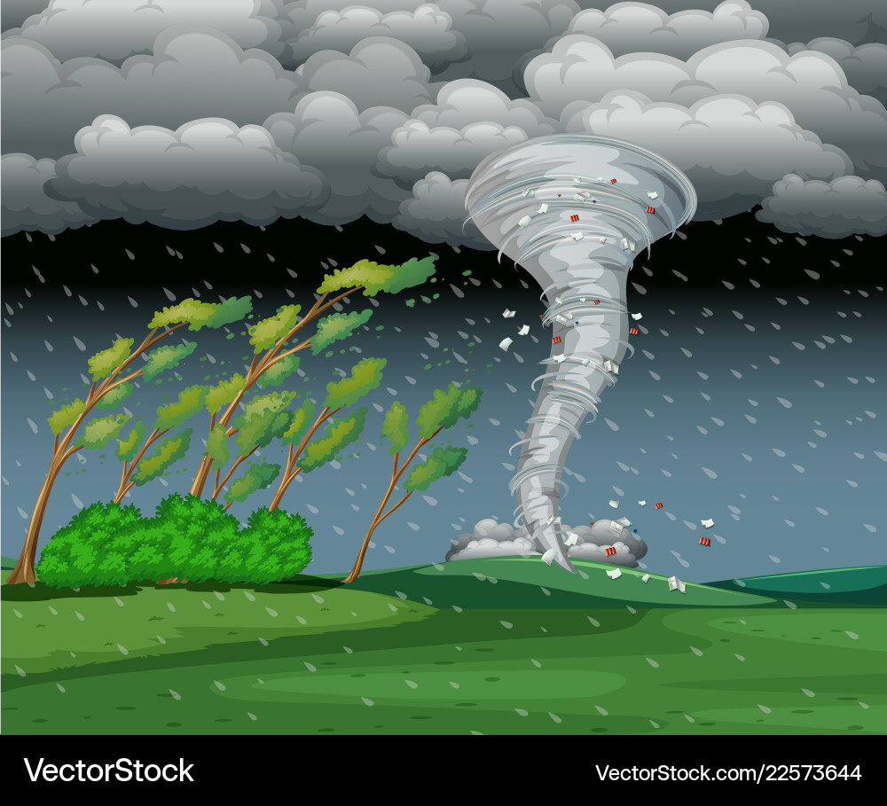 Cyclone in the rainy storm Royalty Free Vector Image
