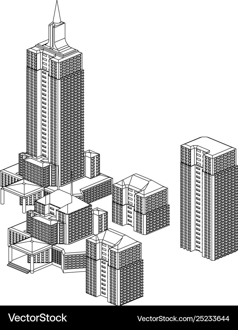 Frame white buildings Royalty Free Vector Image