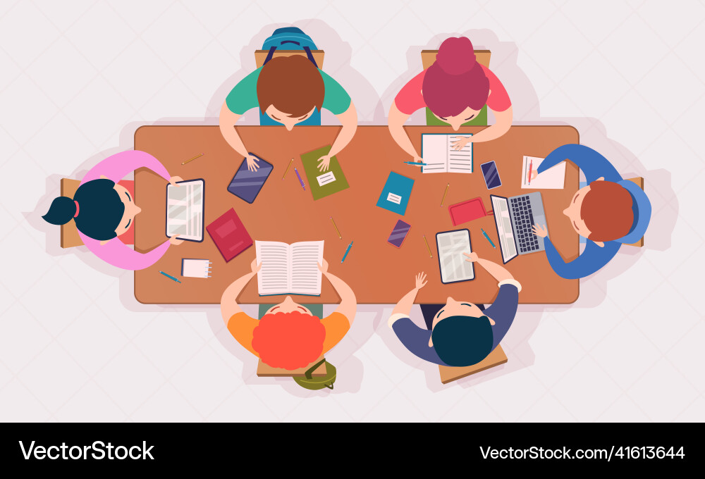 Group education handcraft works of students top Vector Image