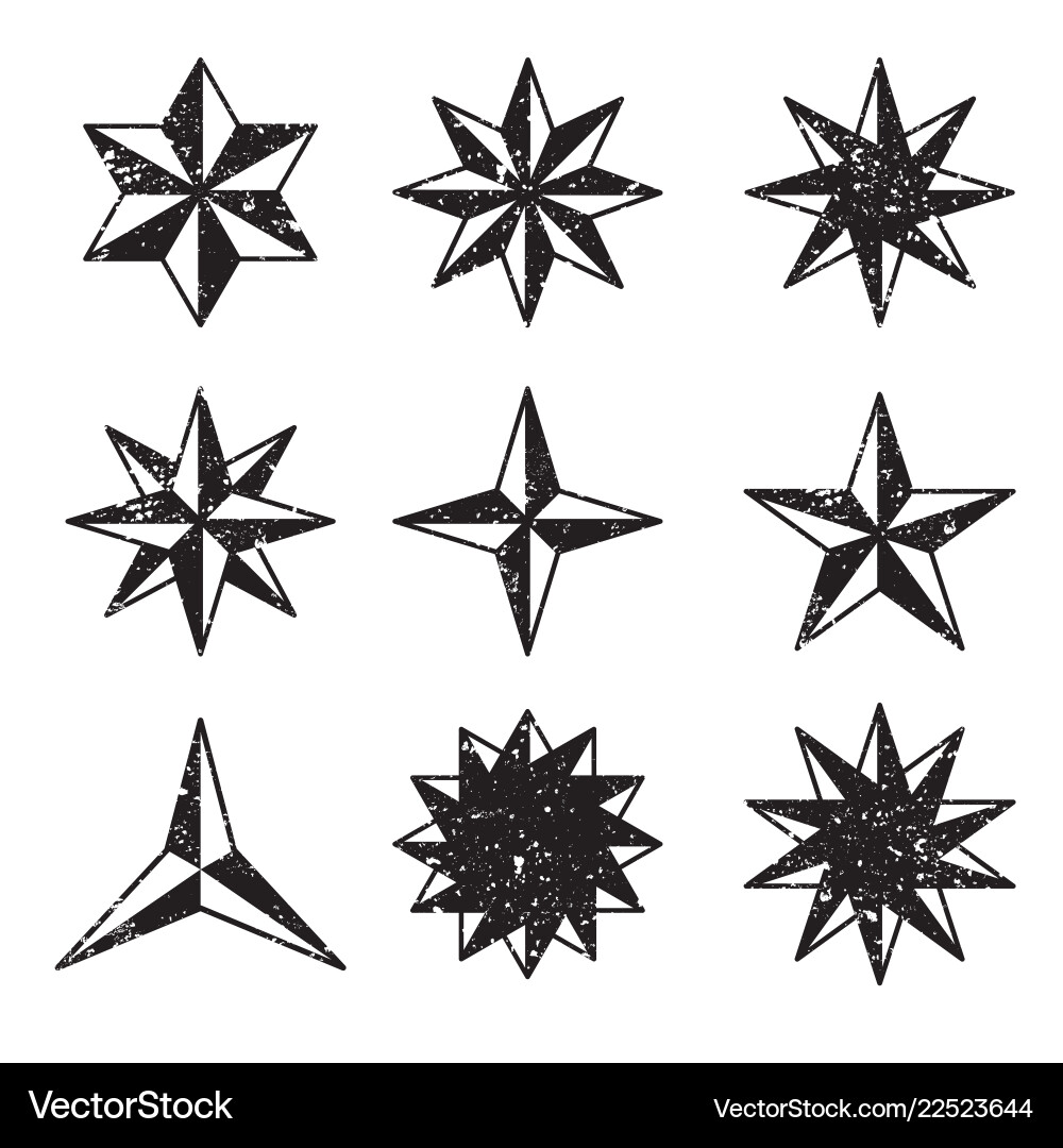 Grunge Stars Icon Set Royalty Free Vector Image