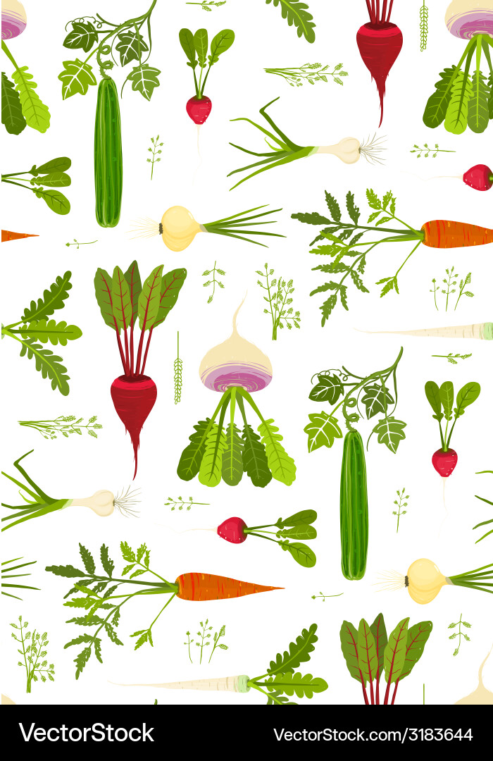 Leafy vegetables and greens seamless pattern Vector Image