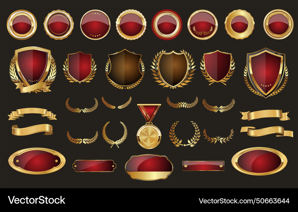 Luxury gold and red design elements collection Vector Image