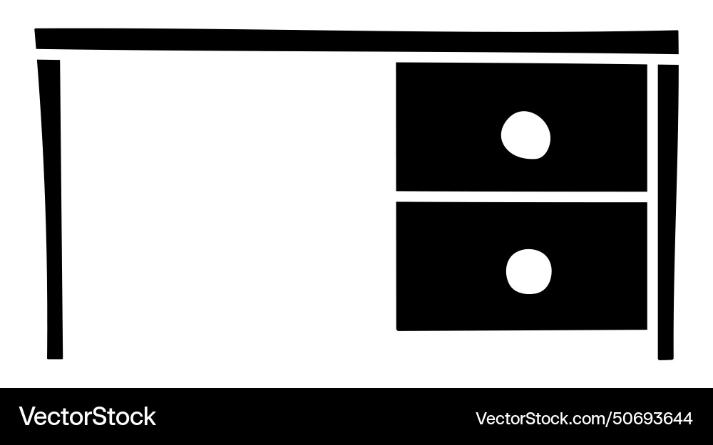 Office desk front view silhouette Royalty Free Vector Image