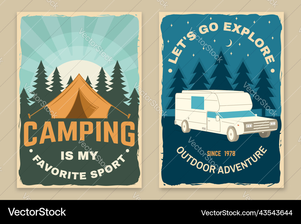Set of camping poster banner Royalty Free Vector Image