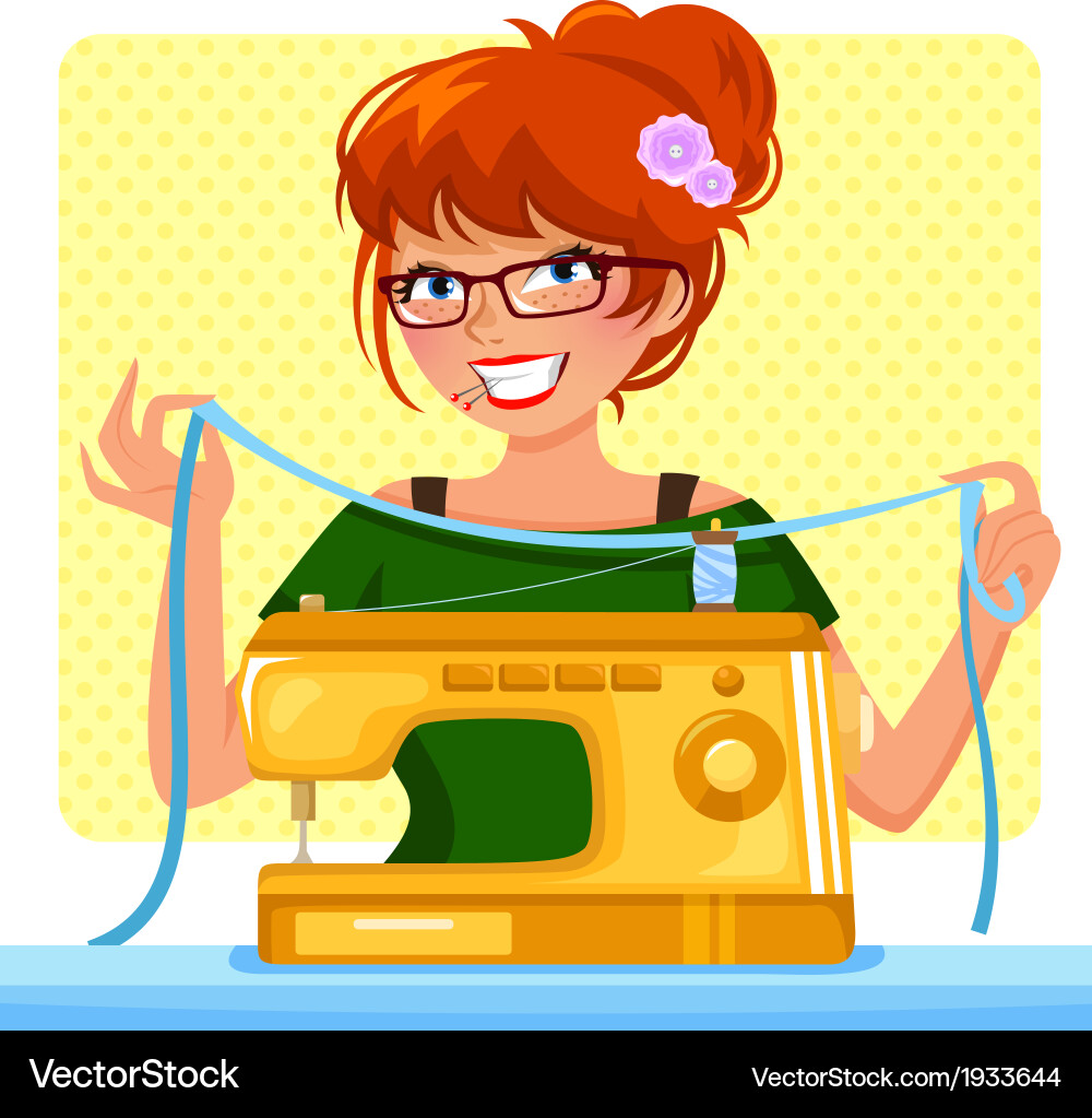 Seamstress Cartoon Sewing Vector Images (over 1,600)