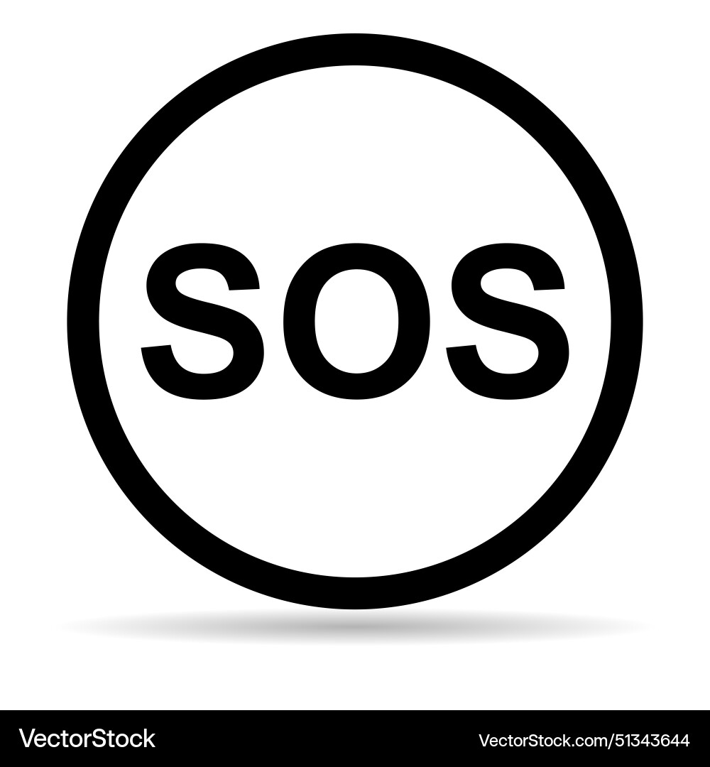 Sos help shadow icon safety support alert design Vector Image