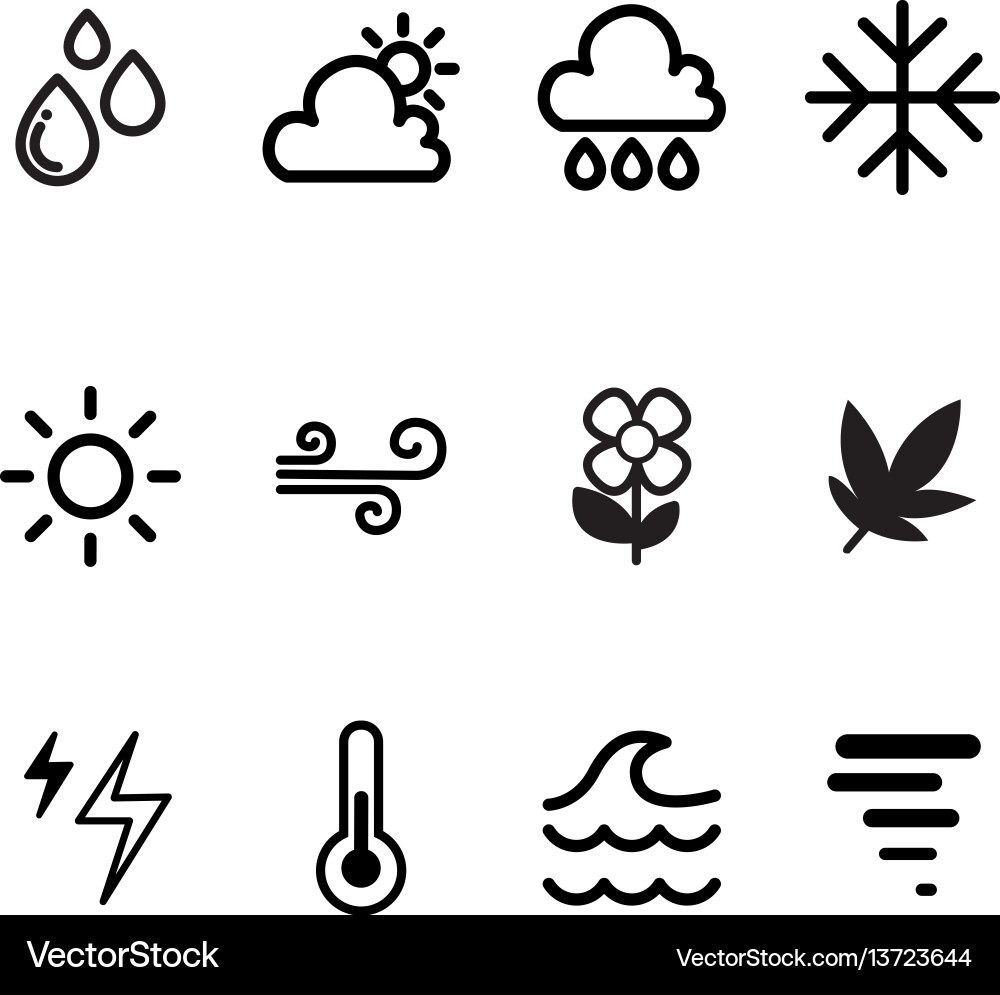 Weather icons symbol set Royalty Free Vector Image