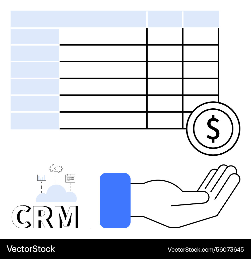 Crm data table integration with monetary focus Vector Image