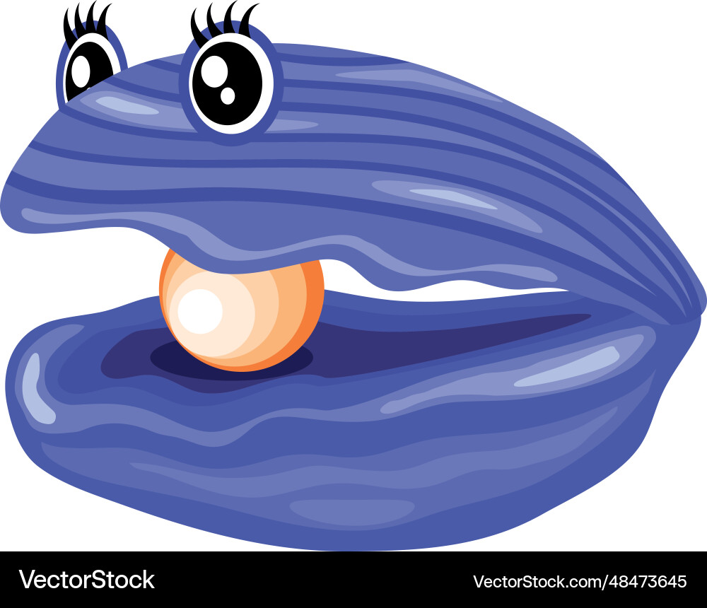 Cute oyster with pearl icon on white background Vector Image