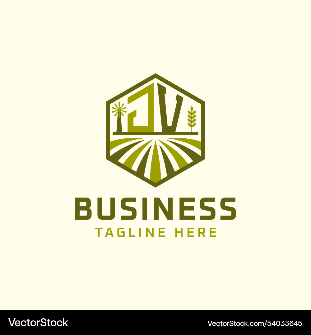 Jv farm logo design modern agro Royalty Free Vector Image