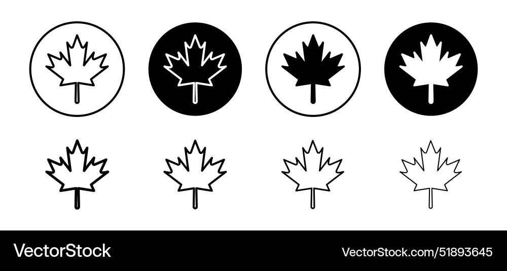 Maple leaf icon set collection outline Royalty Free Vector