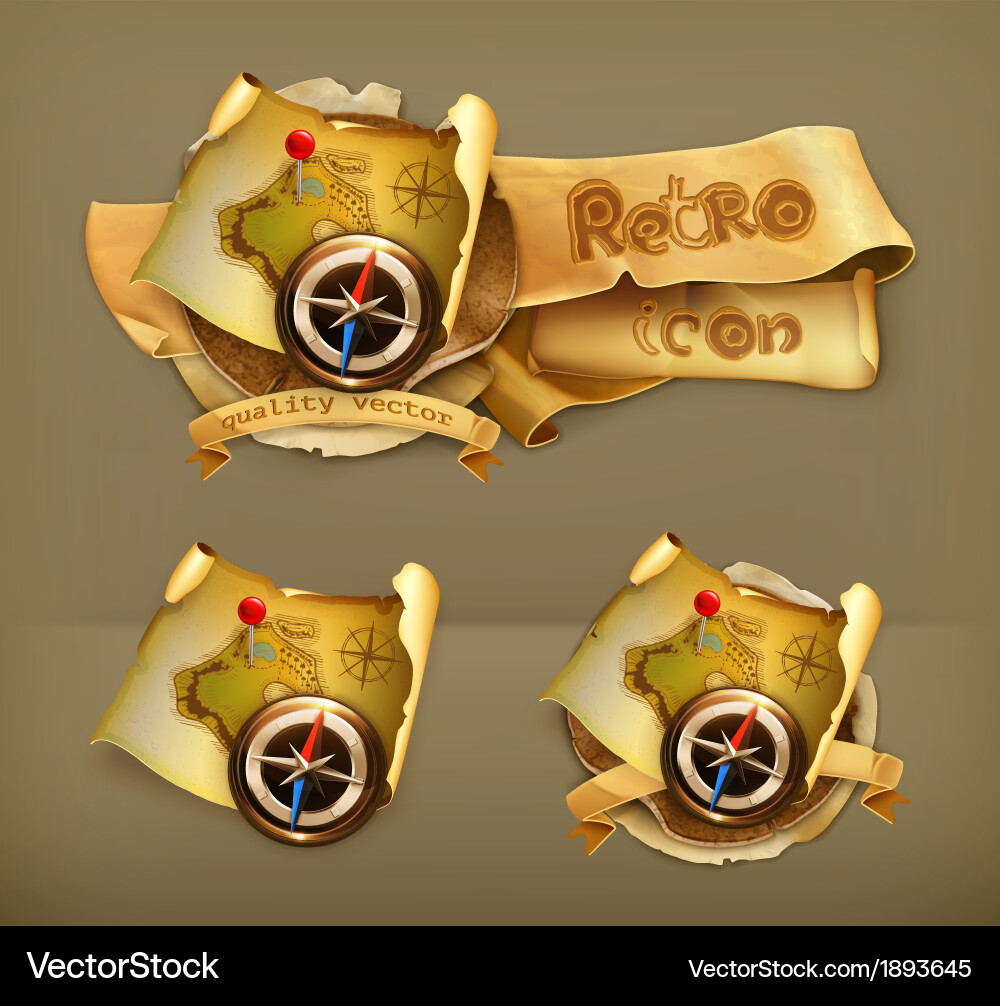 Alte Landkarte Icon Lizenzfreies Vektorbild - VectorStock