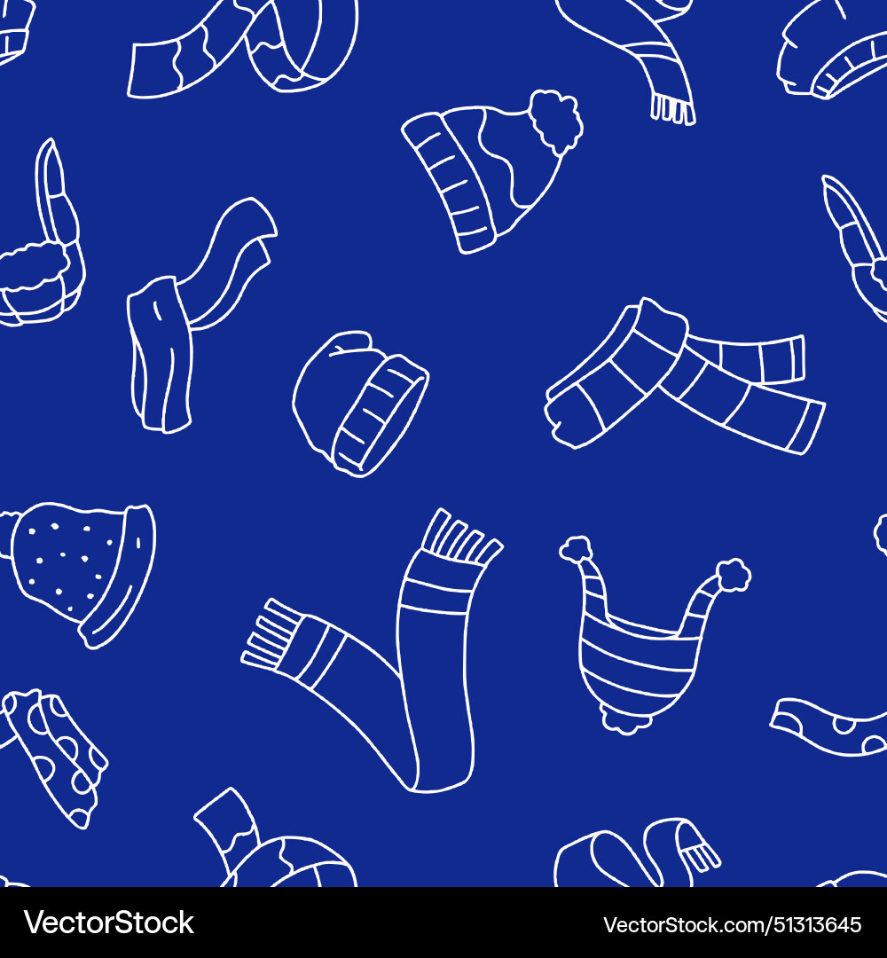 Outline winter scarf hat seamless pattern Vector Image